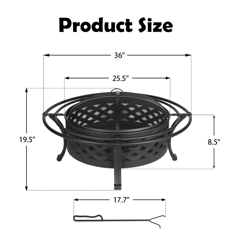 Arlmont & Co. Soraida 36 Inch Outdoor Wood Burning Fire Pit & Reviews | Wayfair